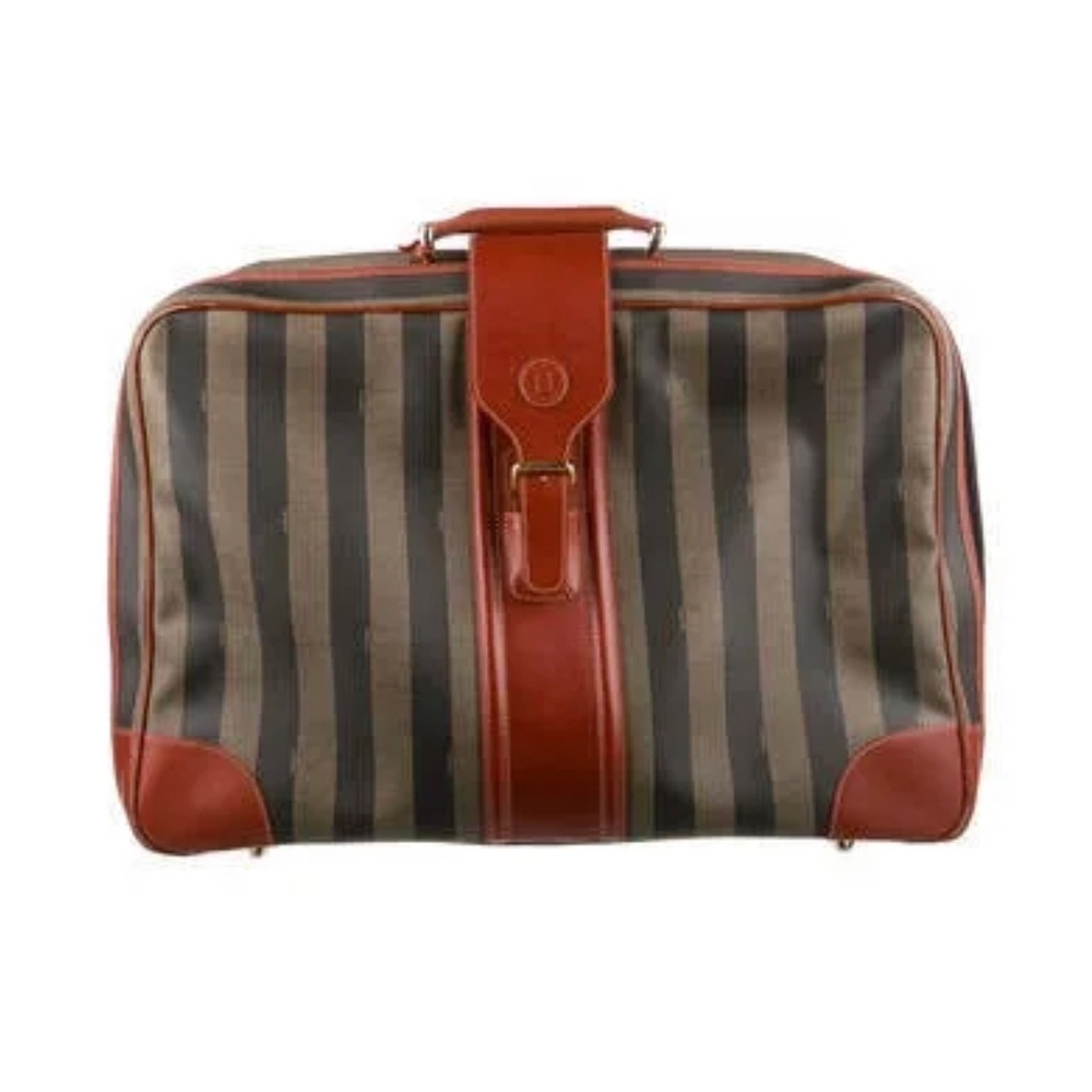 Fendi Brown Pequin Stripe Suitcase Luggage - Gem